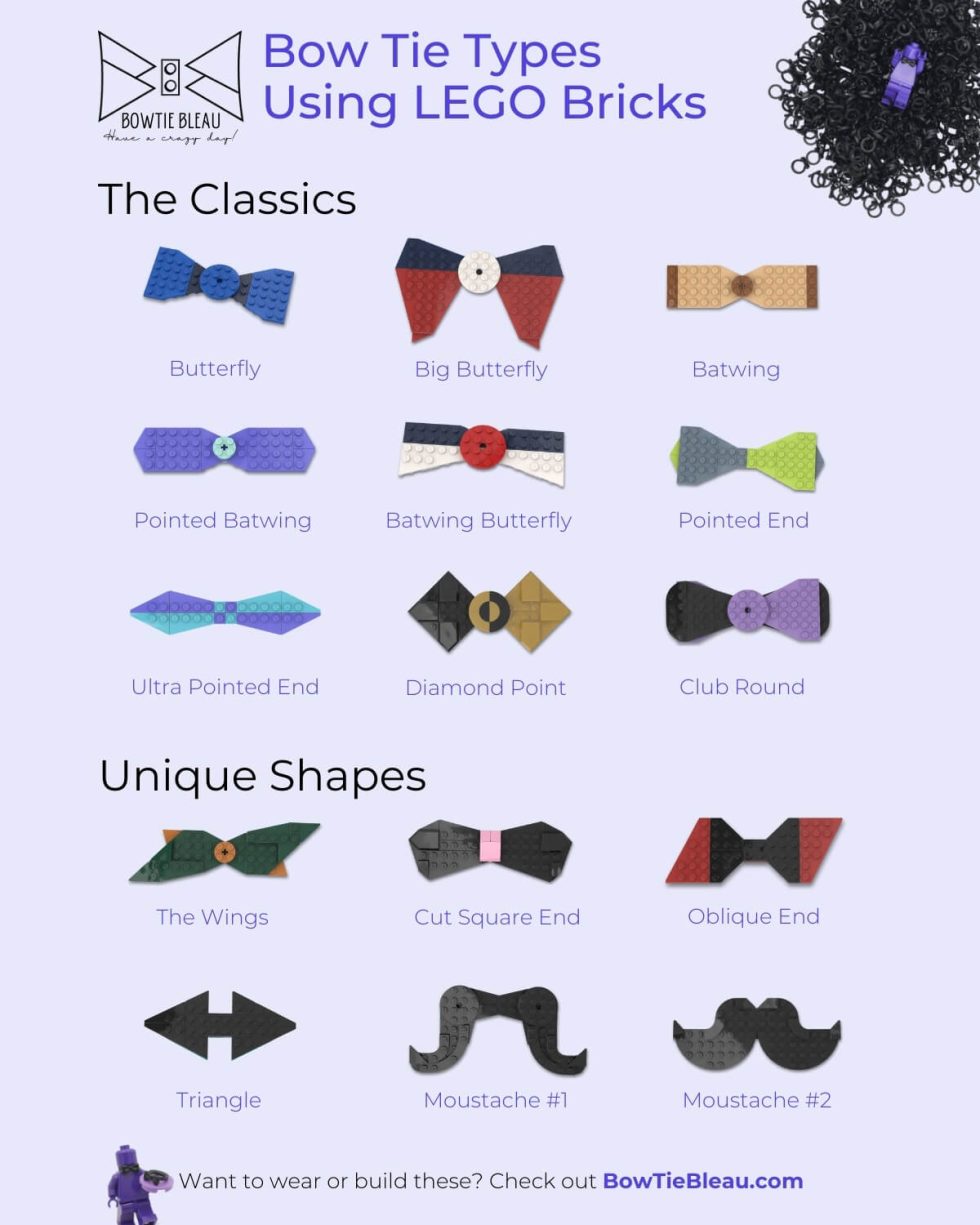Types Of Bow Ties Created With LEGO Bricks - Bow Tie Bleau