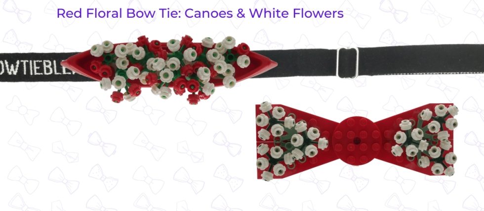 Red Floral Bow Ties - Canoes & White Flowers - Bow Tie Bleau